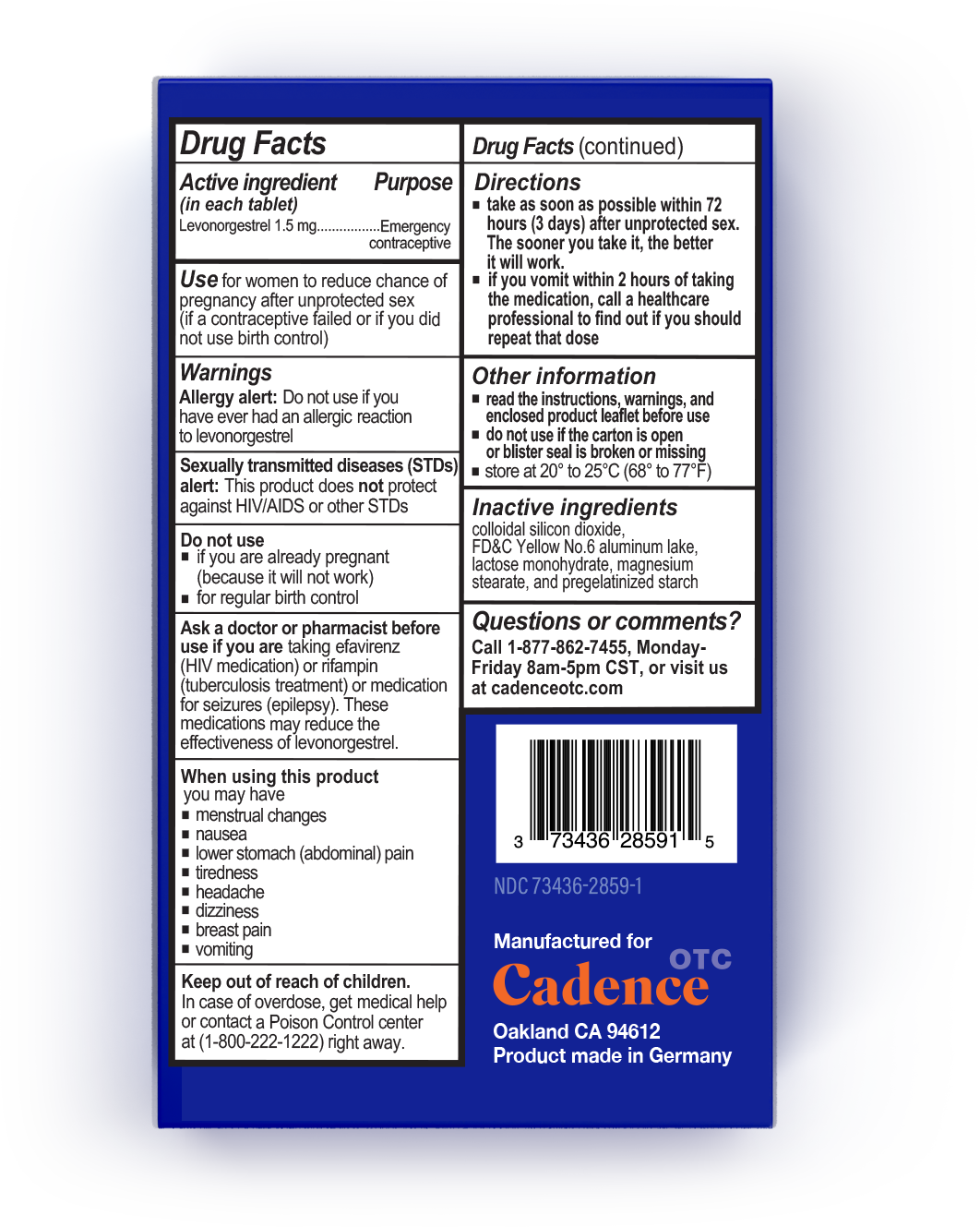 The Morning After Pill Cadence Otc Emergency Contraception